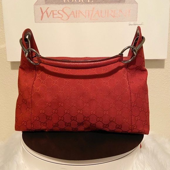 Gucci | Bags | Gucci Red Monogram Canvas Gg Shoulder Bag | Poshmark